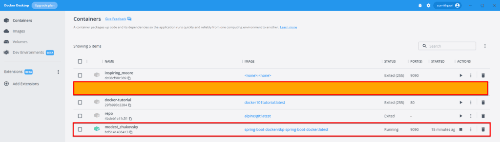 Starting Docker Desktop with Spring Boot