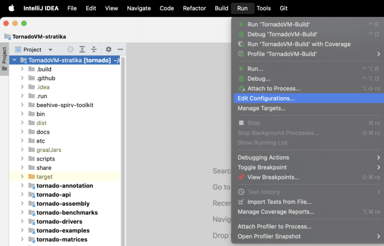 Build and Run TornadoVM with IntelliJ IDEA