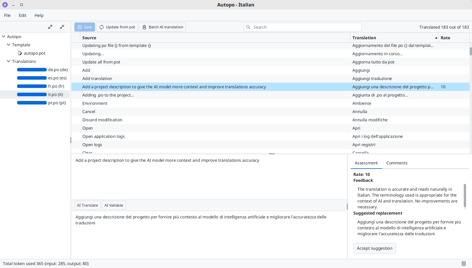 Autopo: An open source tool to automate .po file translation with AI.